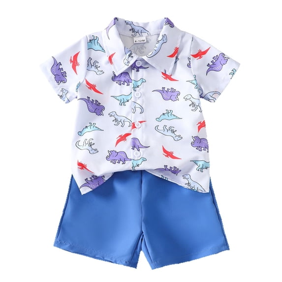 Afdoent Boys Clothing Sets Kids Dinosaur Print Short Sleeve Shirt Two ...