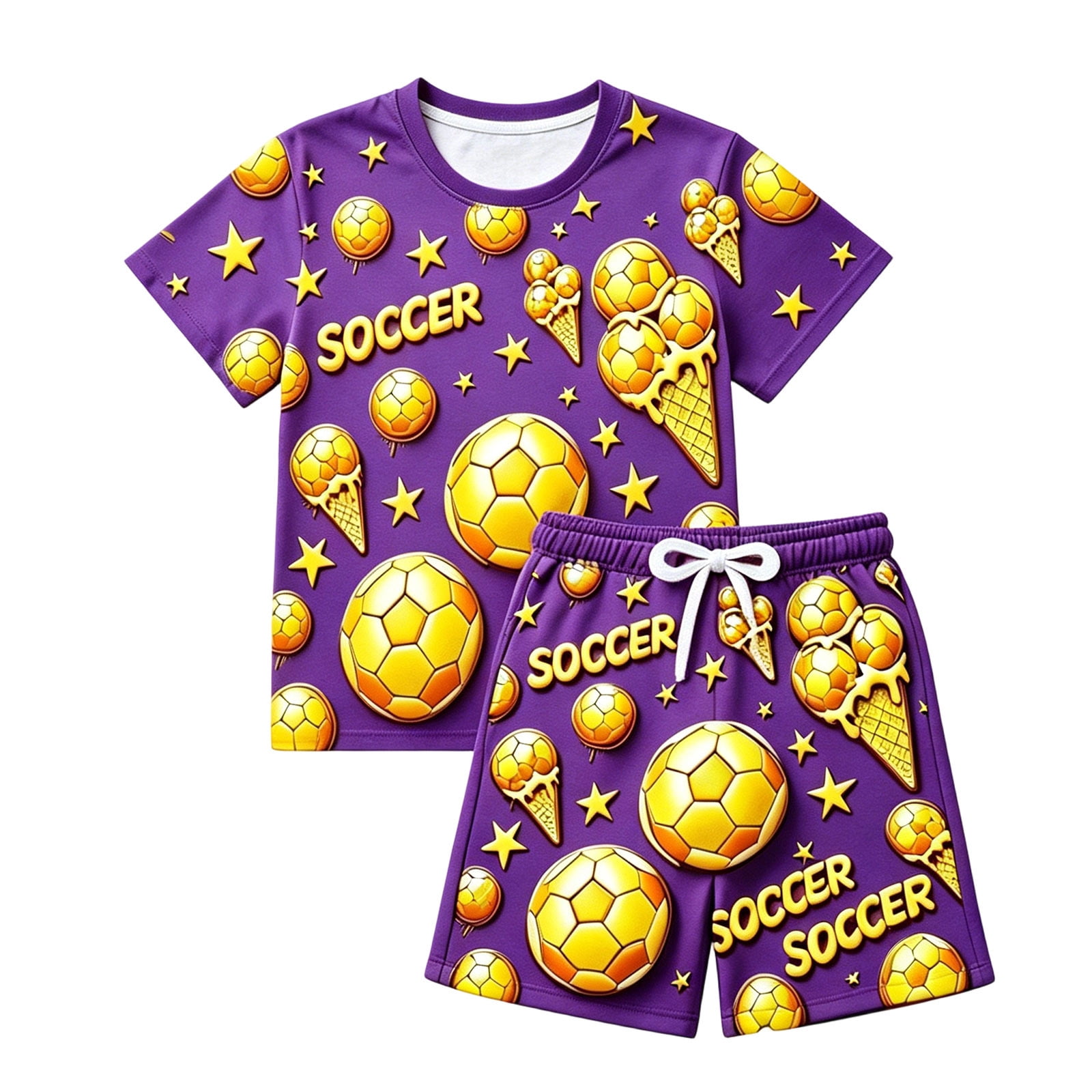 Afdoent Boys Clothing Sets Kids Girls Ice Print Short Sleeve T-Shirt ...