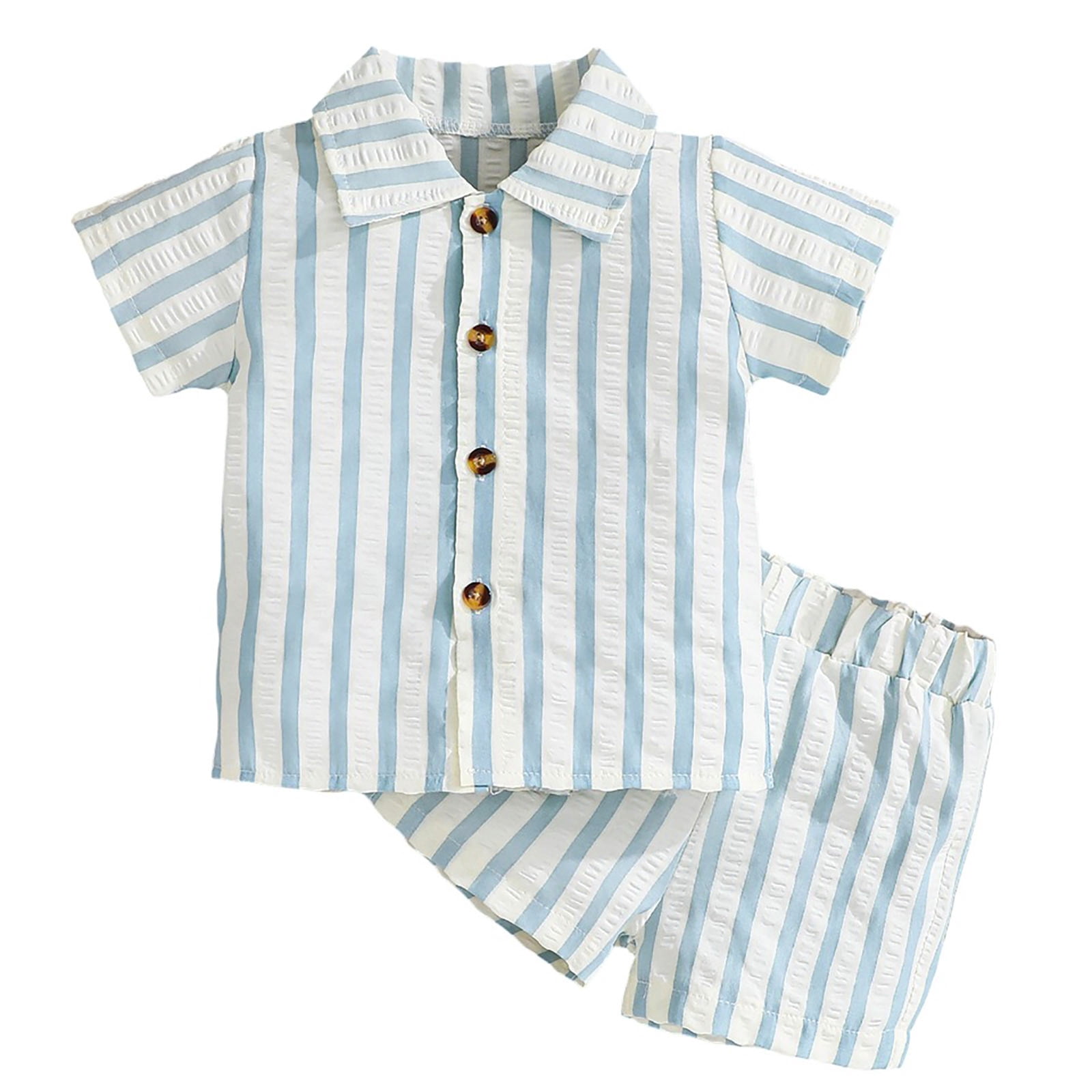 Afdoent Boys Clothing Sets Kids Two Piece Outfit Short Sleeve Striped ...