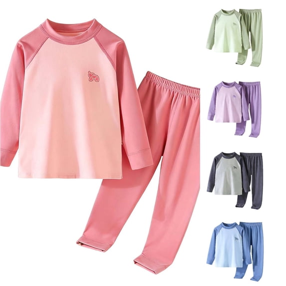 Afdoent Boys Pajamas Set Color Block Thermal Underwear Long Sleeve Top ...