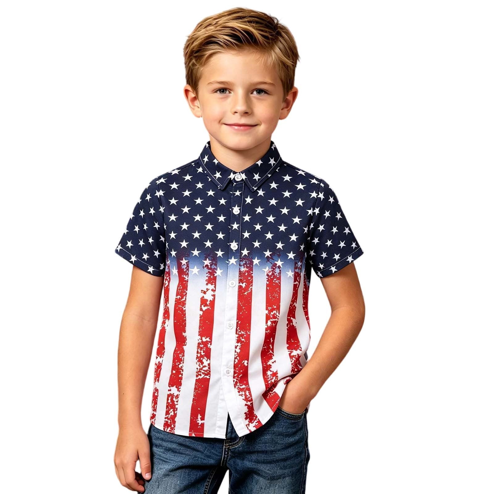 Afdoent Boys Shirts Patriotic Independence Day Graphic Shirt For Boys ...