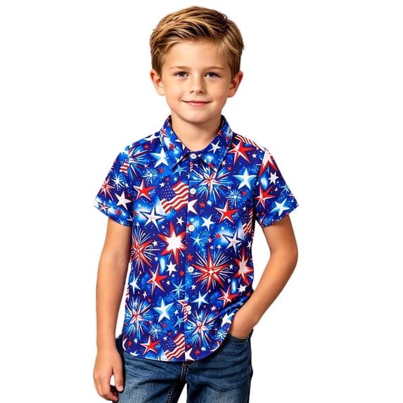 Afdoent Boys Shirts Patriotic Independence Day Short Sleeve Shirt ...