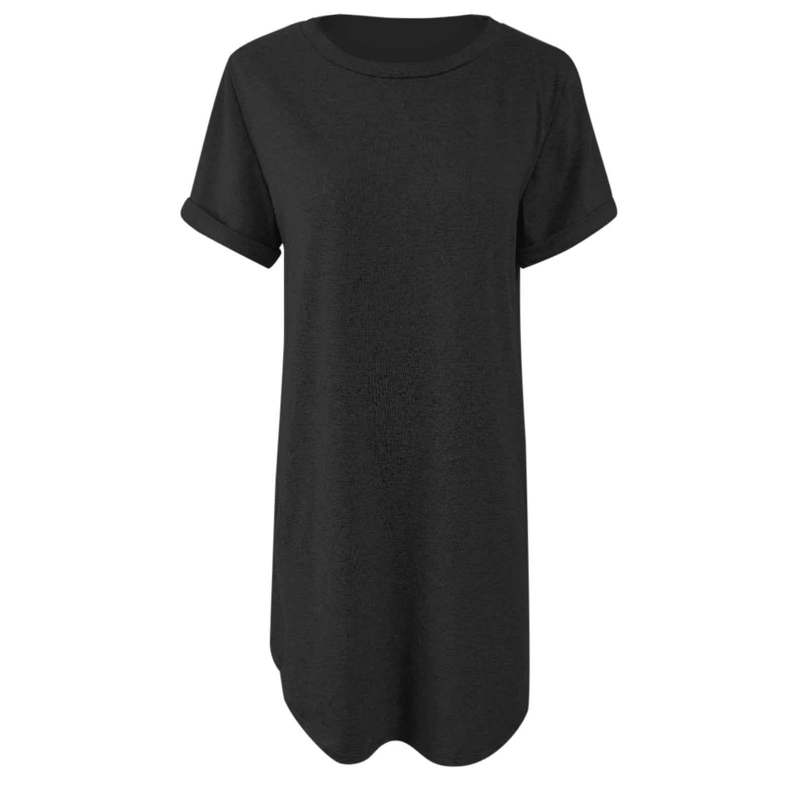 Afdoent Dresses For Women Fashion Casual Sports Roll Up Short Sleeve ...