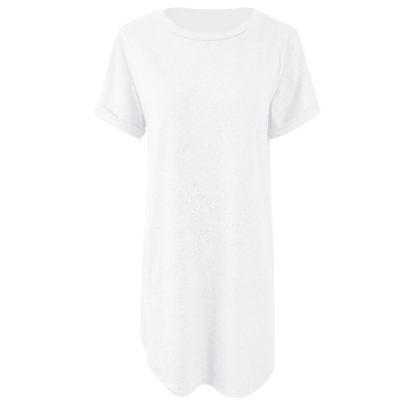 Afdoent Dresses For Women Fashion Casual Sports Roll Up Short Sleeve ...