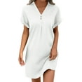 Afdoent Dresses For Women V Neck Solid Color Colour Pullover ...