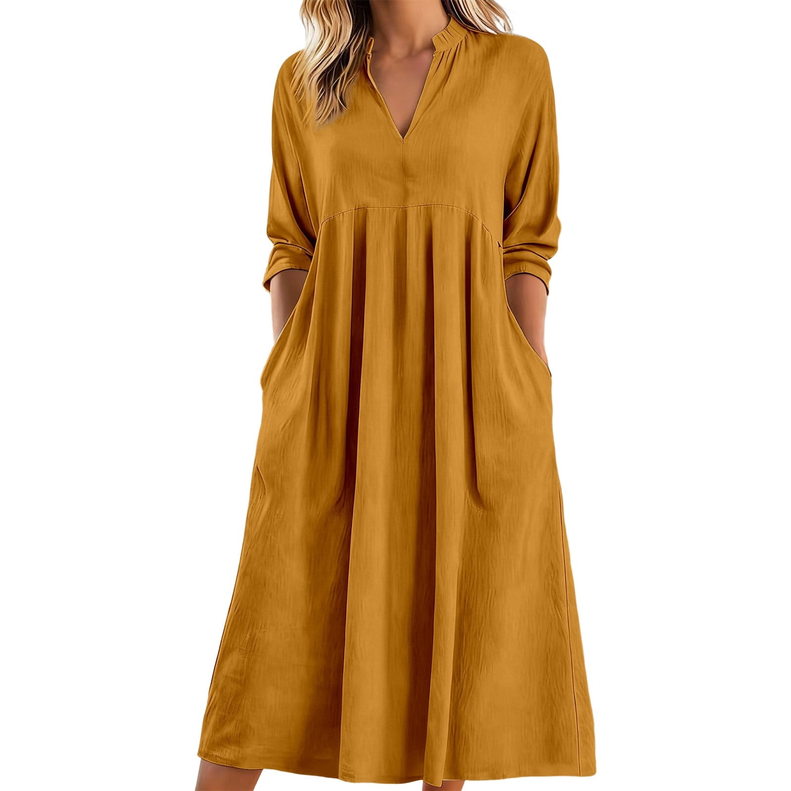 Afdoent Dresses For Women 2026 Elegant Solid Color Casual Dress For ...