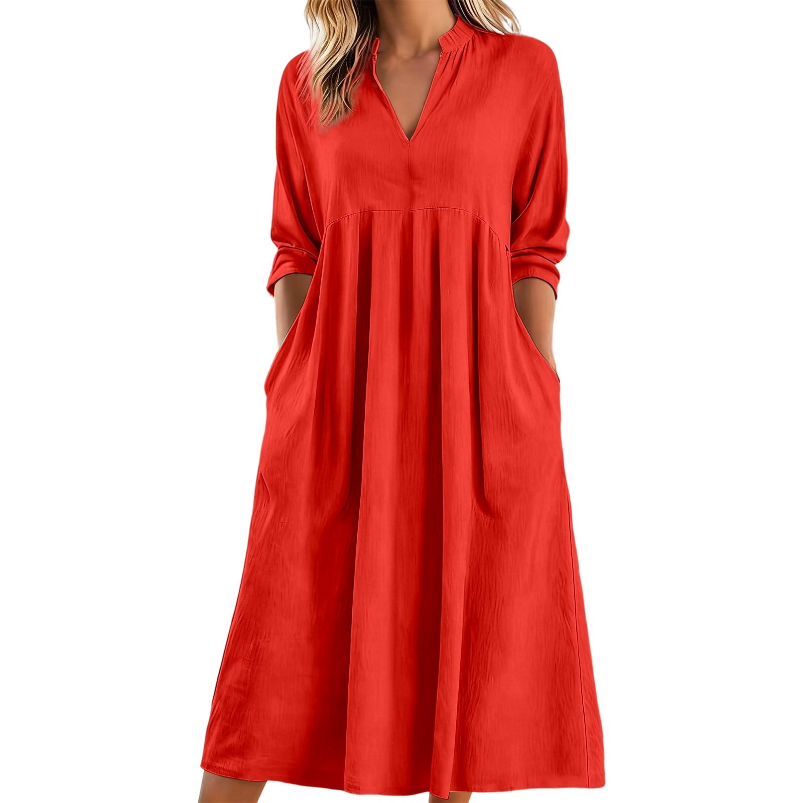 Afdoent Dresses For Women 2026 Elegant Solid Color Casual Dress For ...