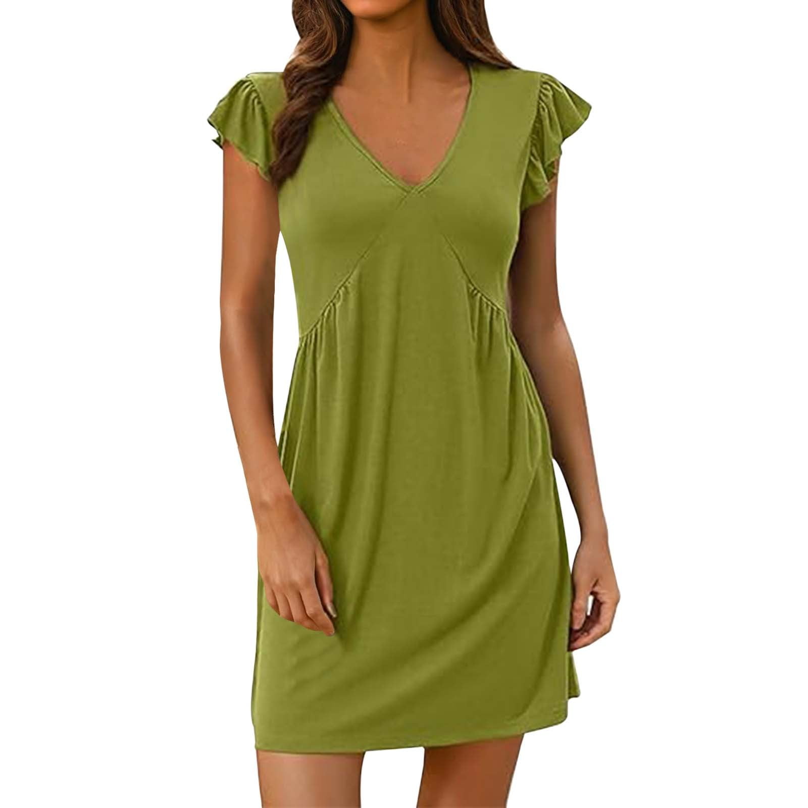 Afdoent Dresses for Women Summer Ladies Beach Dress Loose Fit Deep V ...