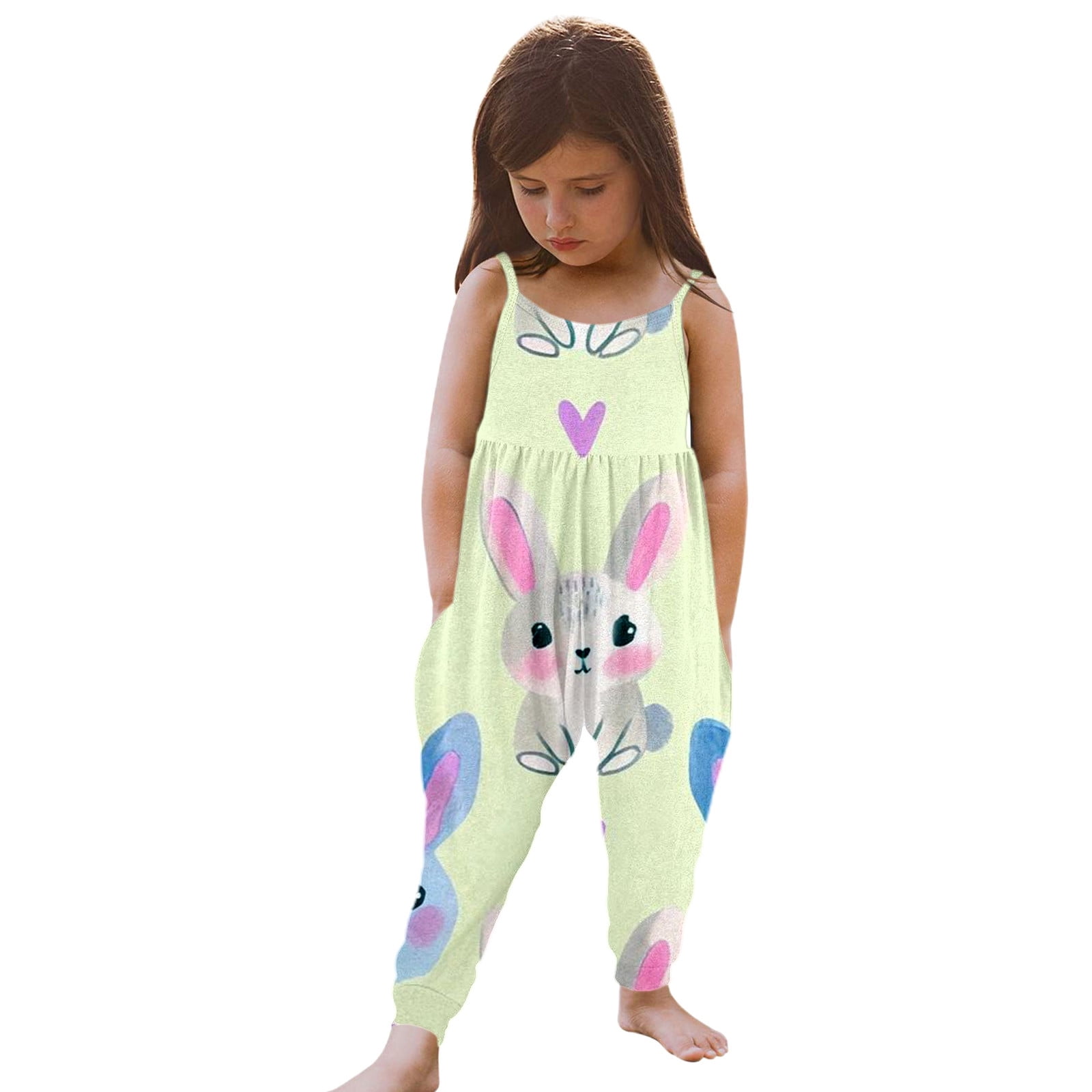 Afdoent Easter Outfits For Toddler Baby Girl Casual Easter Funny Print Sleeveless Romper Outfits ...