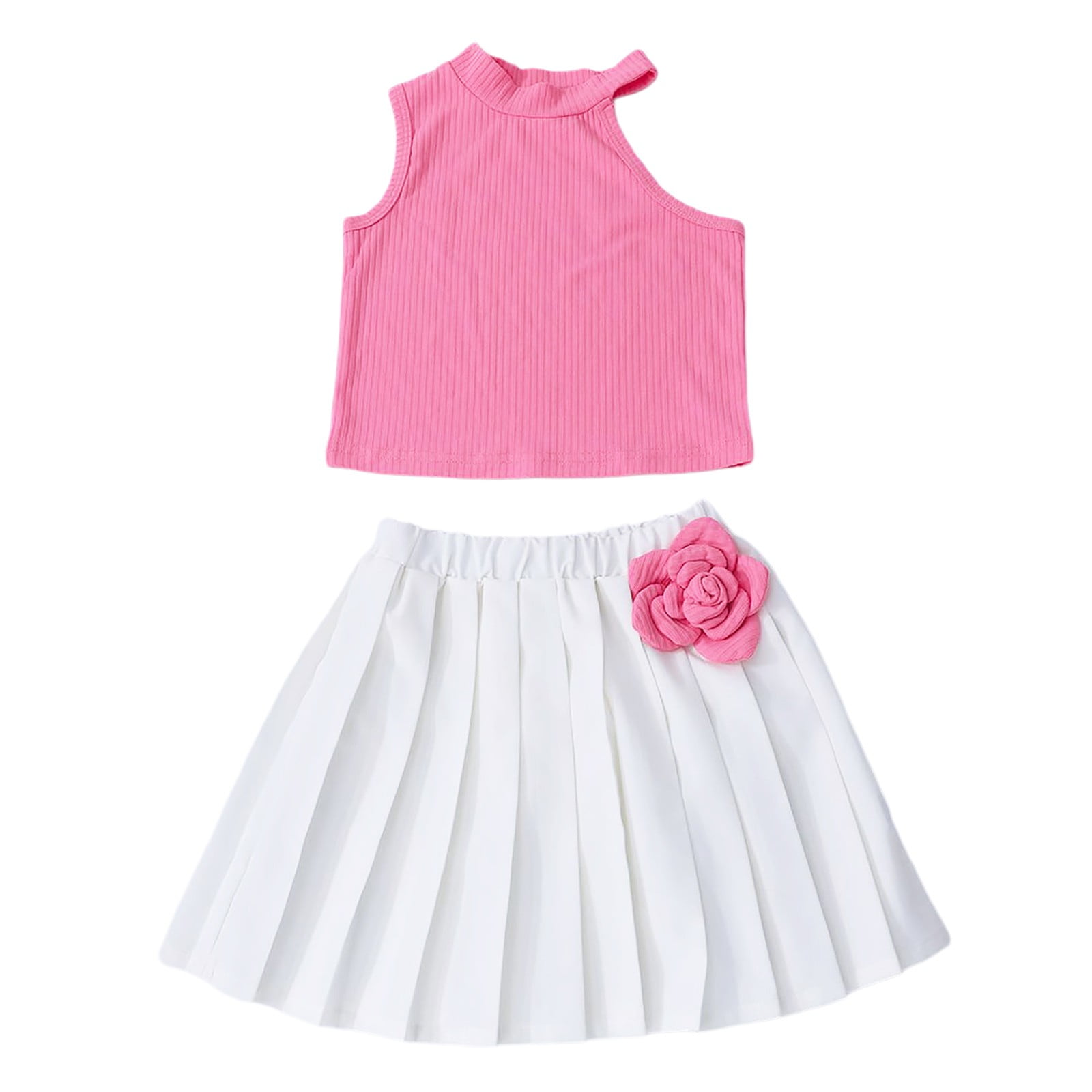 Afdoent Girl Outfits Girl's Sleeveless Top Paired With Embroidered ...