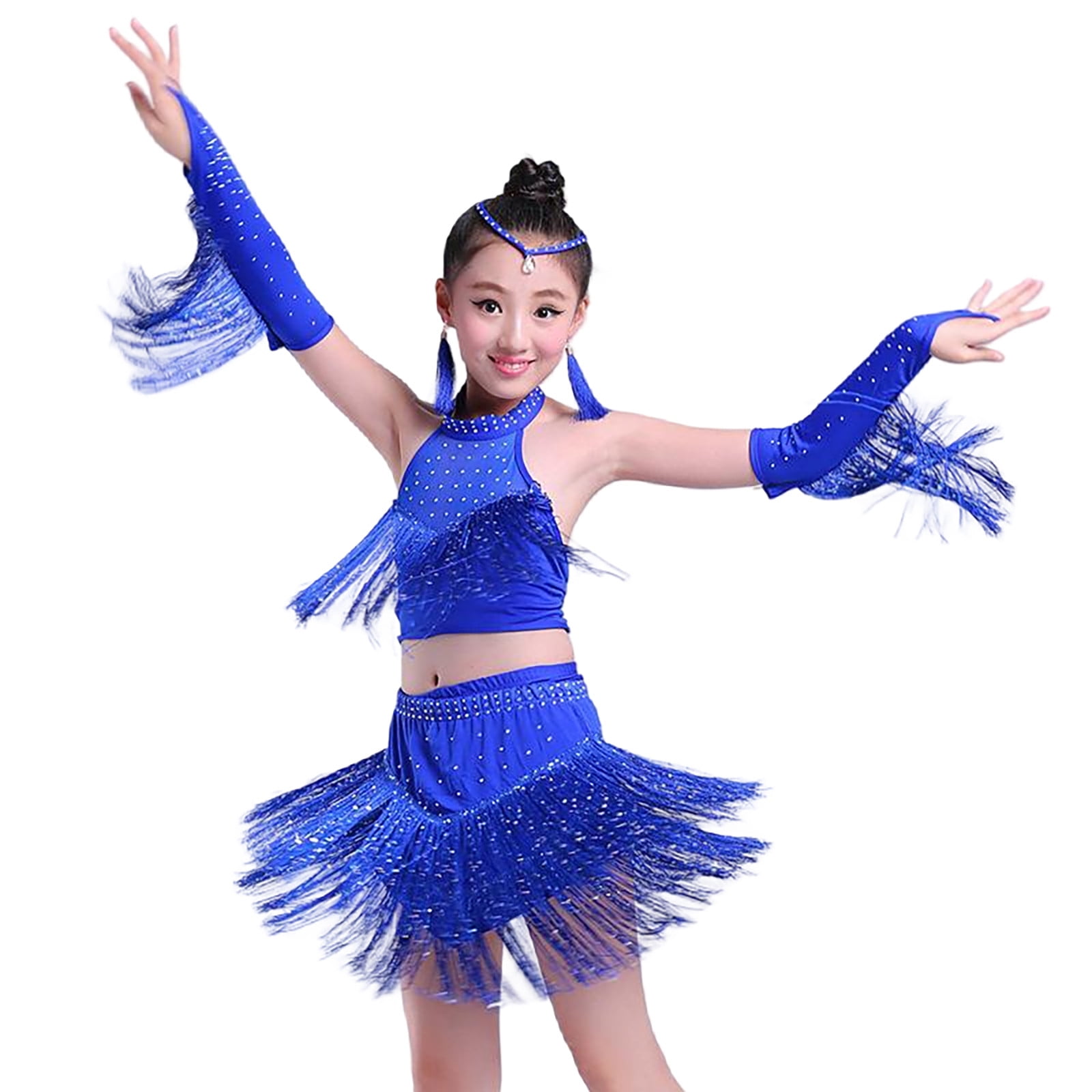 Afdoent Girl Outfits Girls Dance Outfits Performance Fringe Latin Dress ...