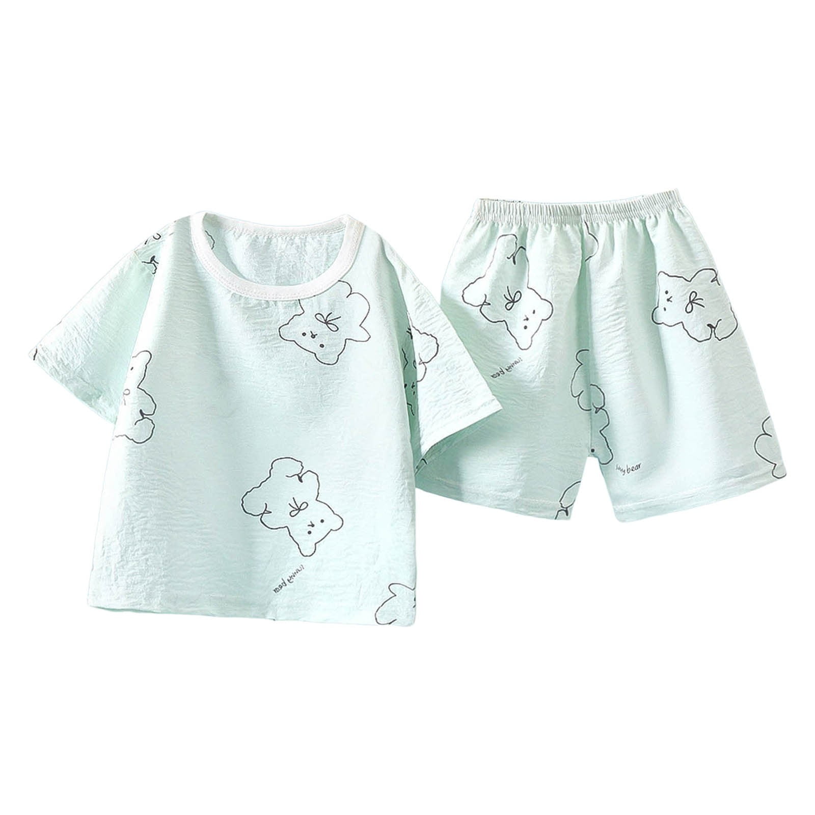 Afdoent Girl Outfits Girls Loose Fit Cartoon Print 2 Piece Set Summer ...