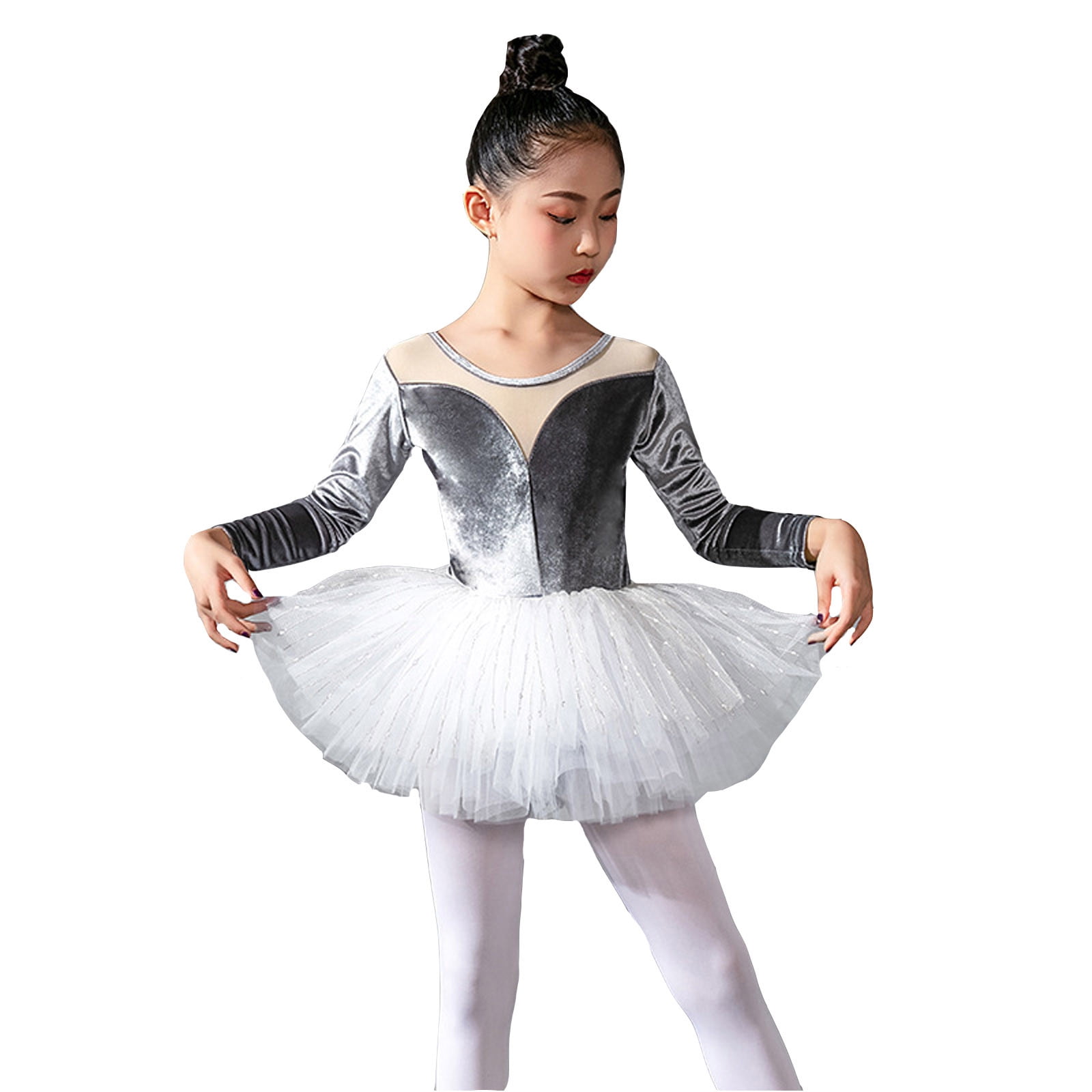 Afdoent Girl Outfits Kid Girls Ballet Dance Dress Lace Longt Sleeve ...
