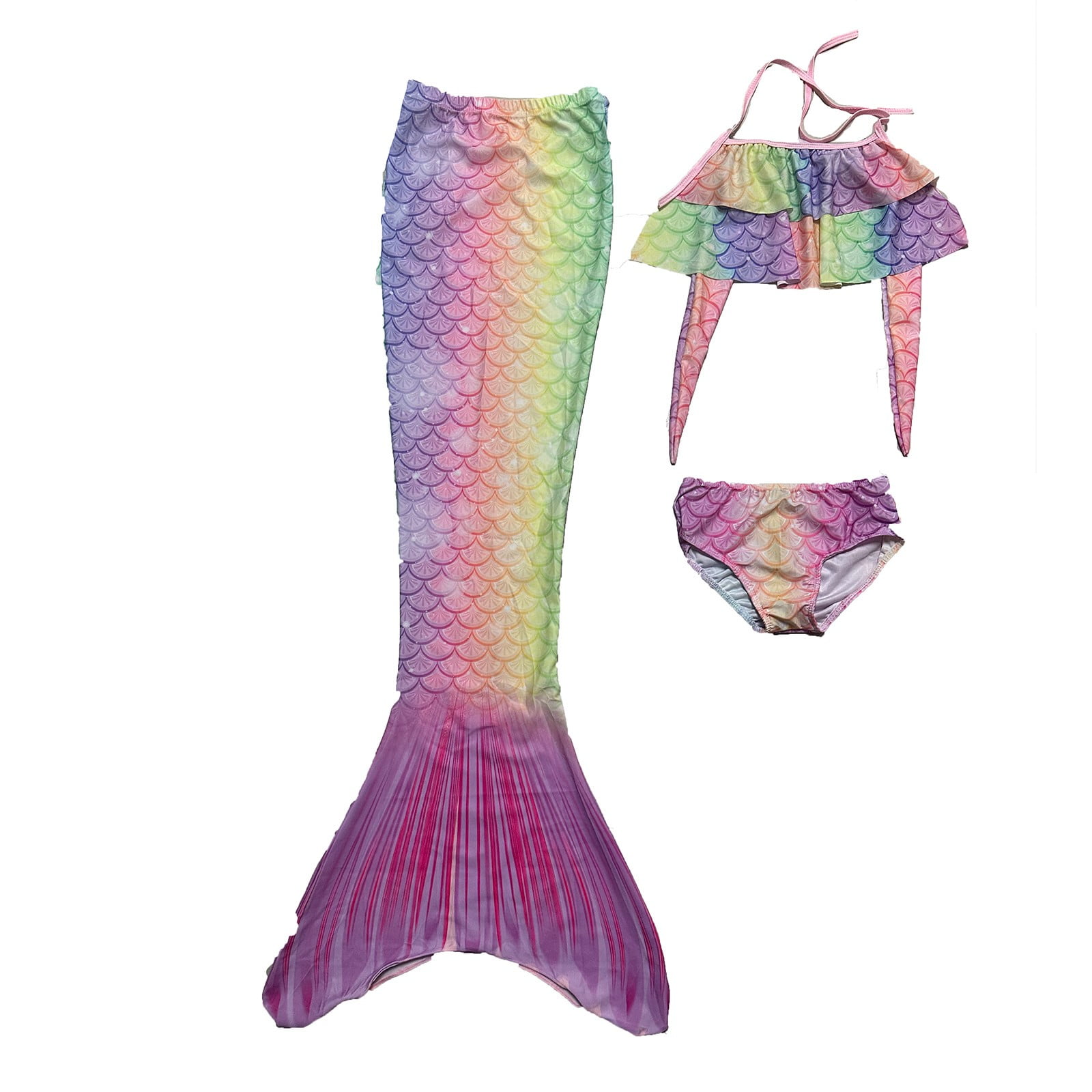 Afdoent Girl Swimsuit Bathing Suits Bikini Fishtail Set For Girls 7-8 ...