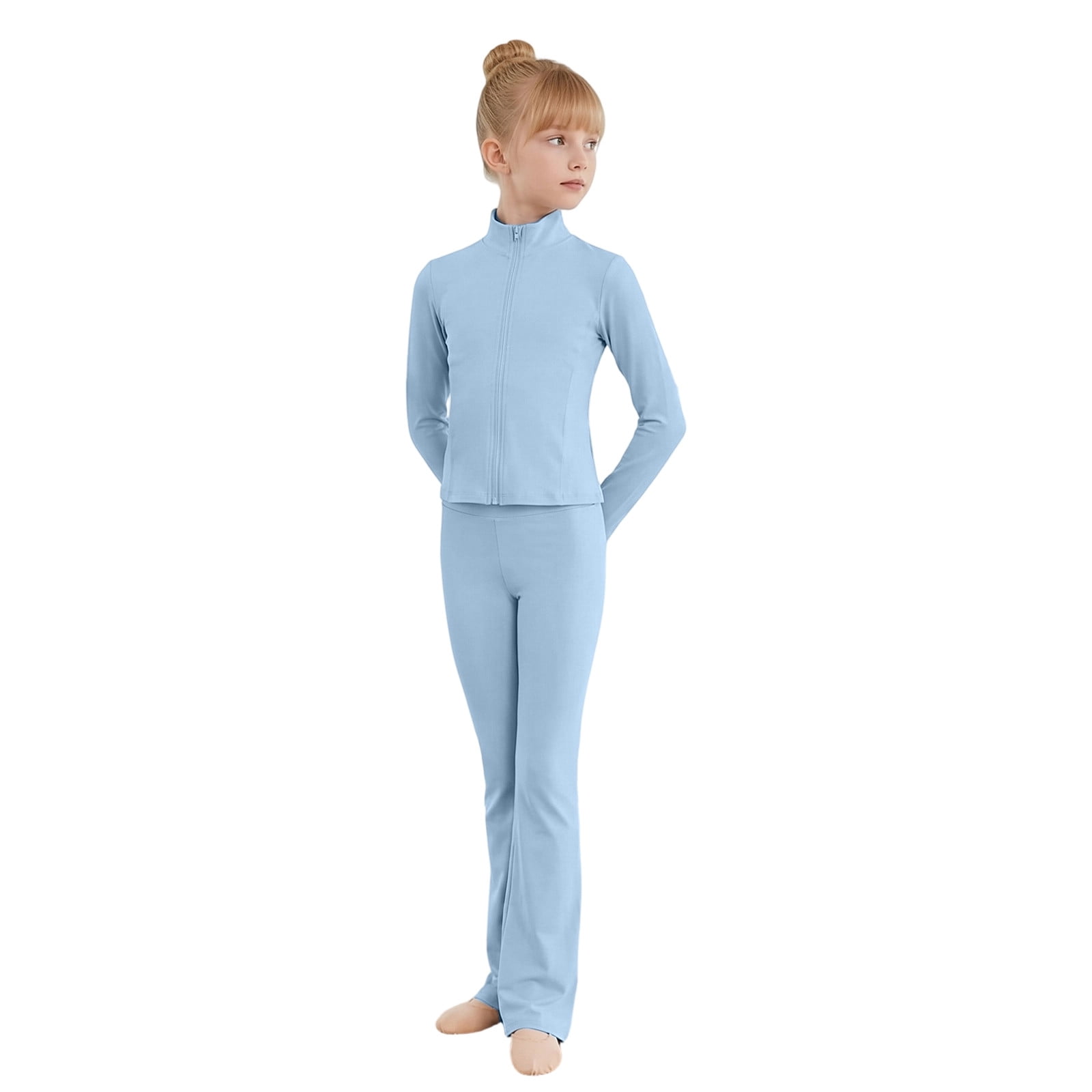 Afdoent Girls 2 Piece Outfits Ballet Long Sleeve Elegant Dancewear With ...
