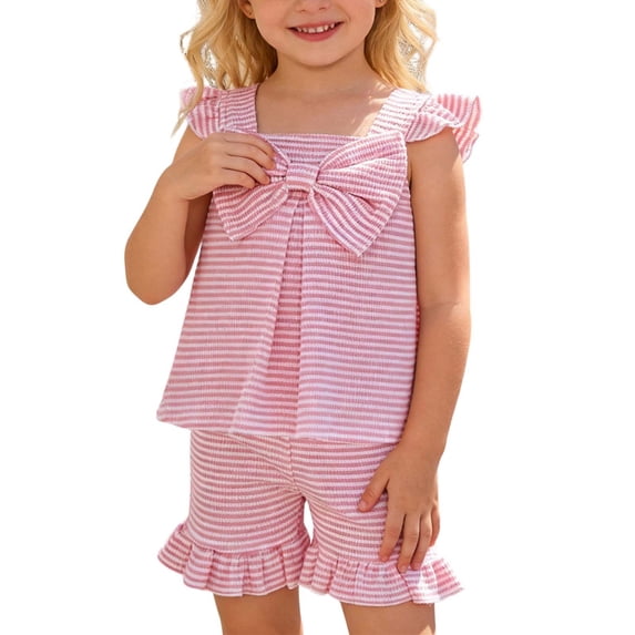 Afdoent Girls 2 Piece Outfits Elegant Striped Summer Girls Two Piece ...