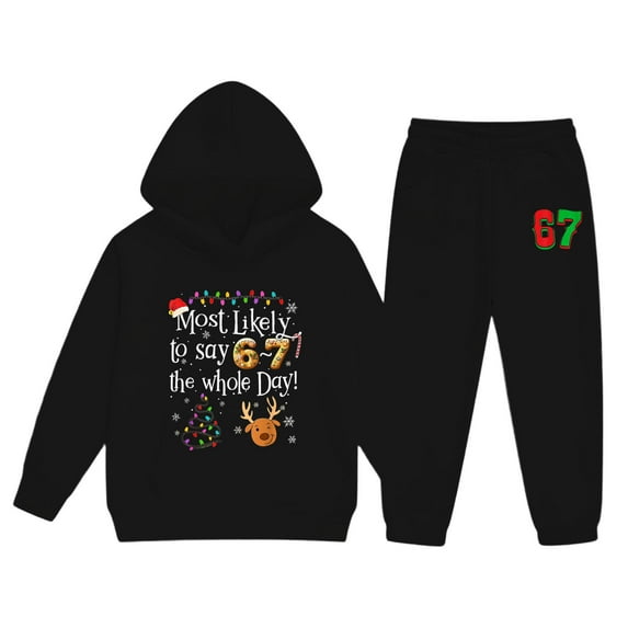 Afdoent Girls 2 Piece Outfits Girls Tracksuit Christmas Winter Warm 67 ...