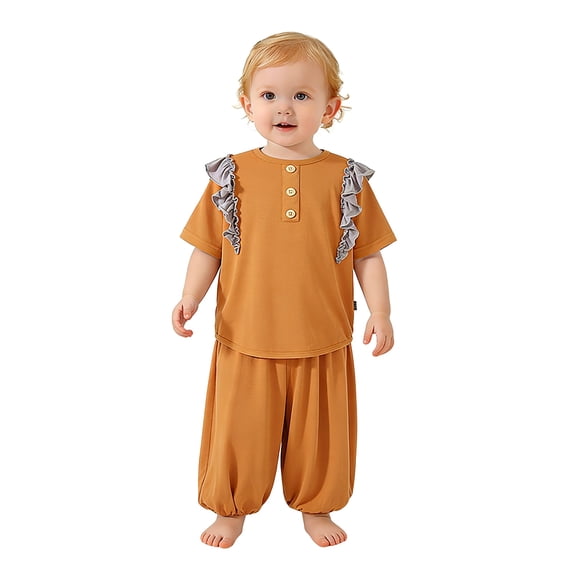 Afdoent Girls 2 Piece Outfits Soft Baby Girl Summer Outfits Short ...