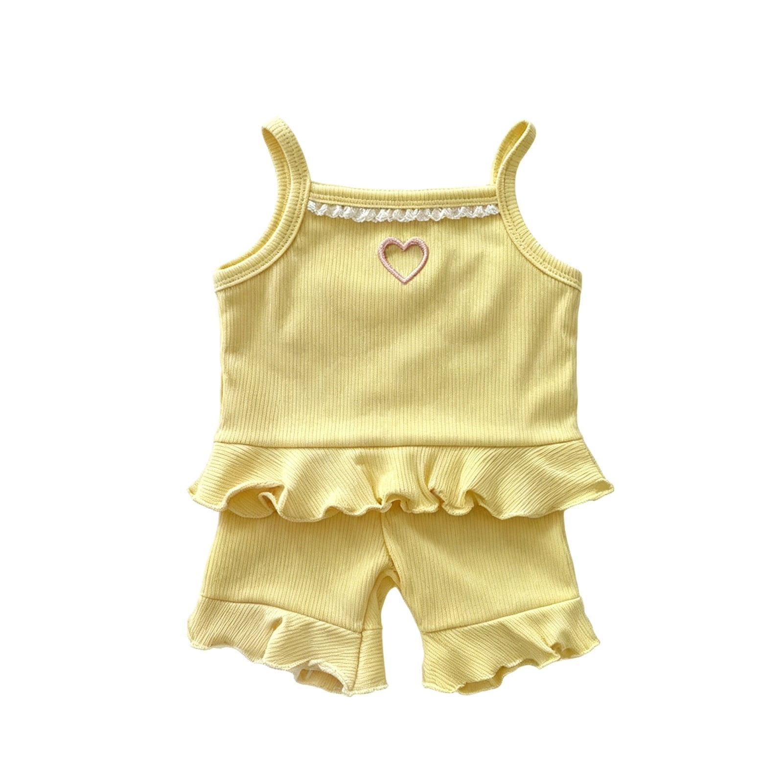 Afdoent Girls 2 Piece Outfits Summer Cute Candy Camisole Shorts Two ...