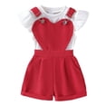 Afdoent Girls 2 Piece Outfits Summer Cute Flying Sleeve Top With Heart ...