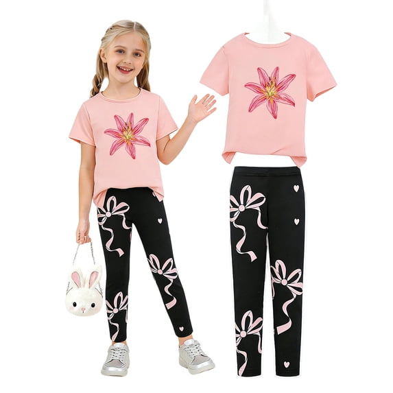 Afdoent Girls 2 Piece Outfits Summer Girls Casual Outfit Floral print ...