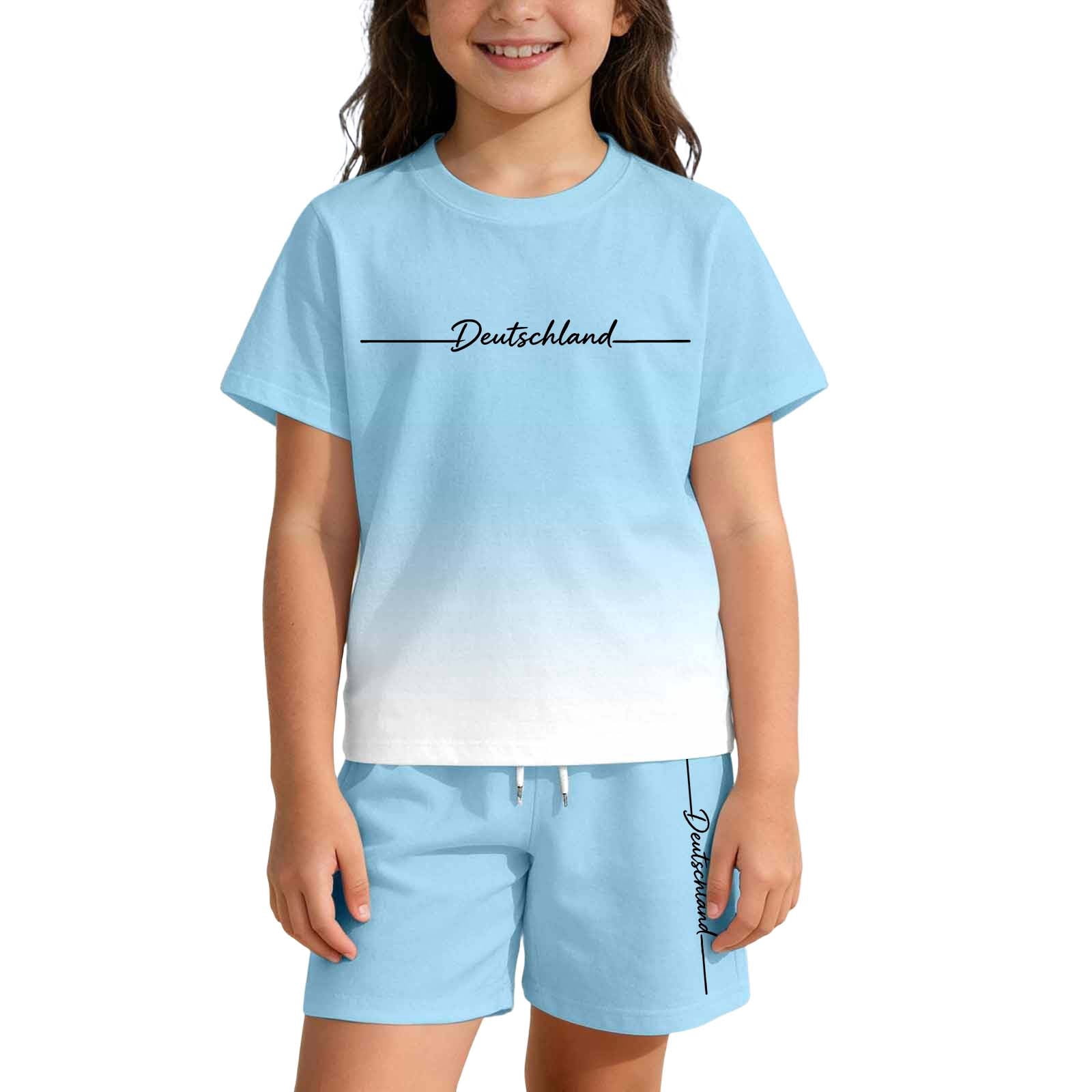 Afdoent Girls 2 Piece Outfits Summer Letter Gradient Print Outfit For ...