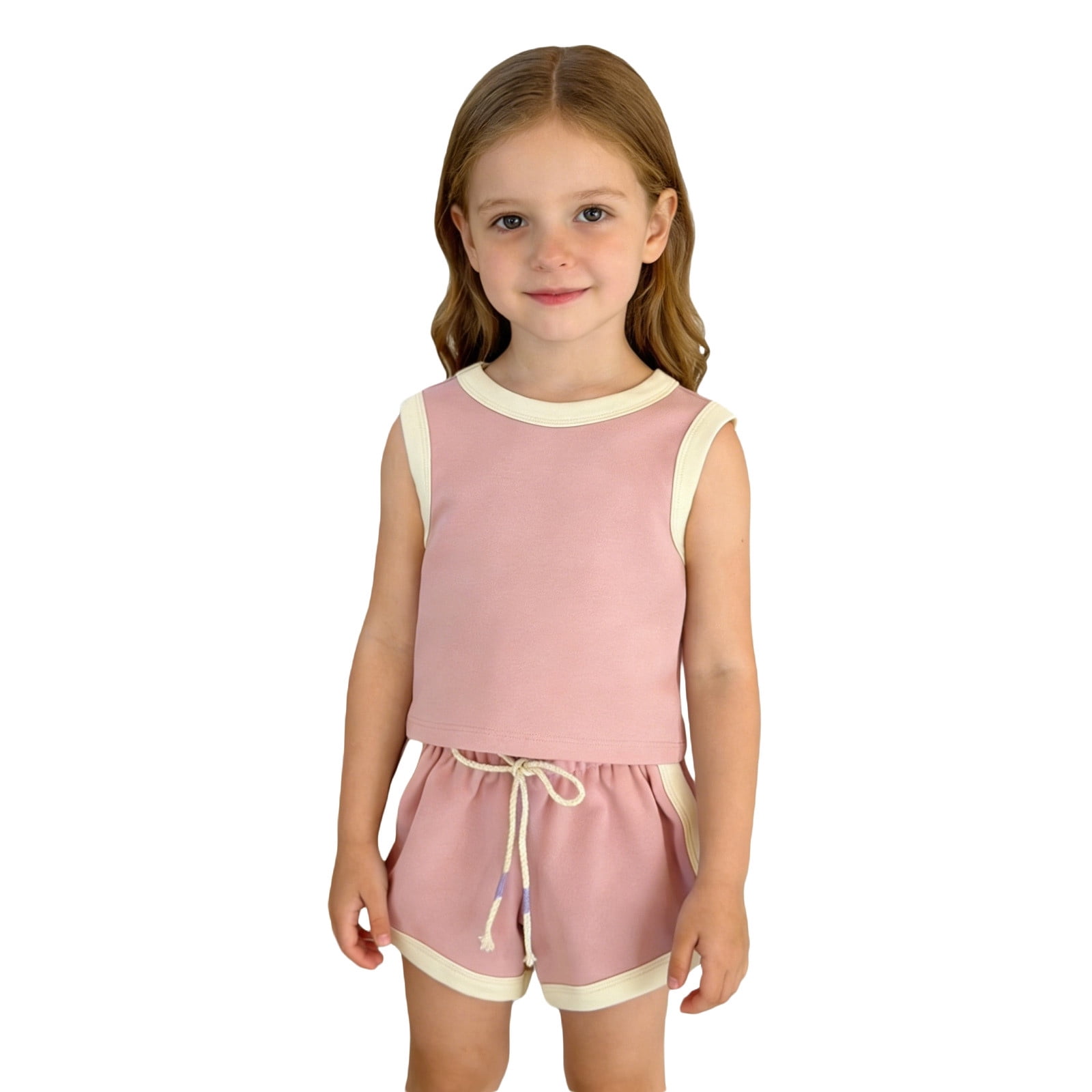 Afdoent Girls 2 Piece Outfits Summer color block Sleeveless Vest And ...