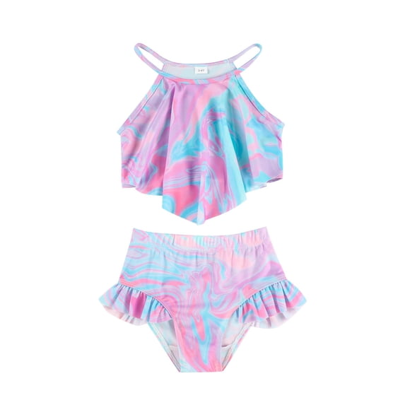 Afdoent Girls Bathing Suit Summer Girls Sleeveless Ater Tie Dye Bikini ...