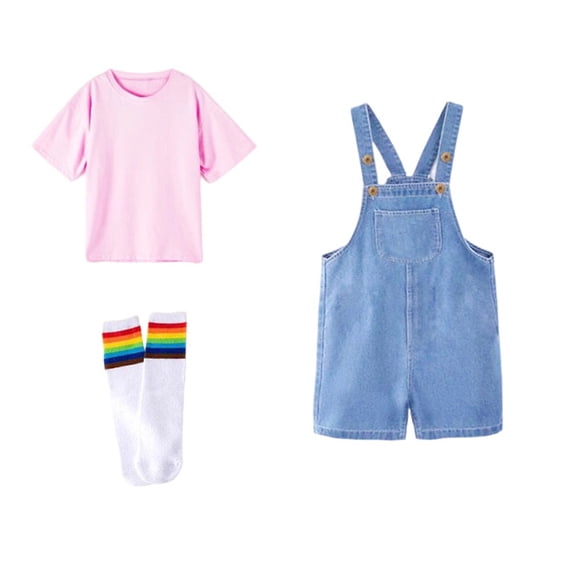 Afdoent Girls Clothes Denim Overalls With Solid Color Top Toddler Kids ...