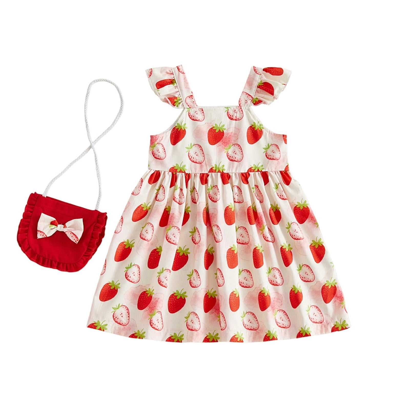 Afdoent Girls Clothes Print Sleeveless Dress With Crossbody Cute Summer ...