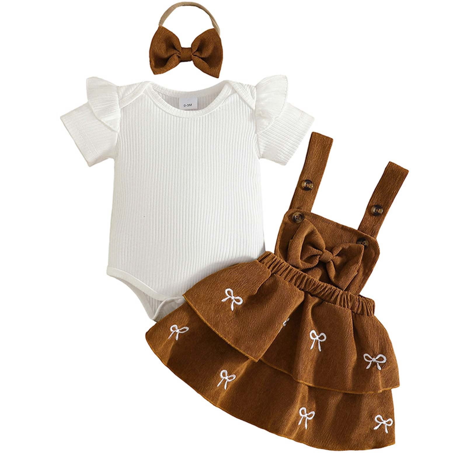 Afdoent Girls Clothes Summer Outfit Short Sleeve Romper Dress With Bow ...