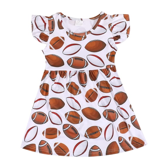 Afdoent Girls Dress Kids Casual Baseball Print Dress With Playful ...