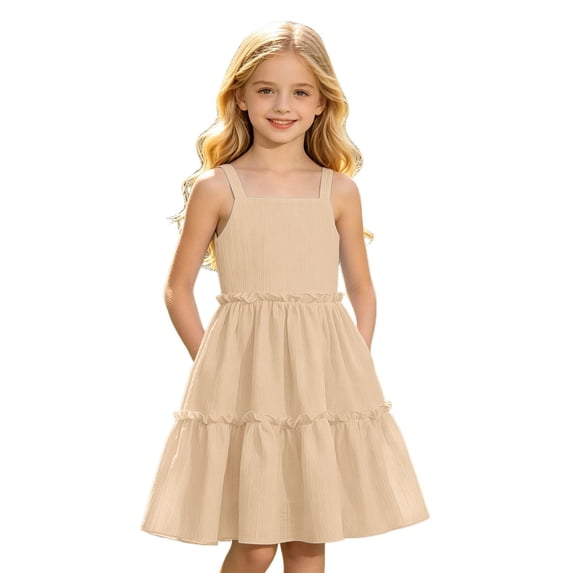 Afdoent Girls Dress Kids Striped Cake Dress For Kids Sleeveless Summer ...
