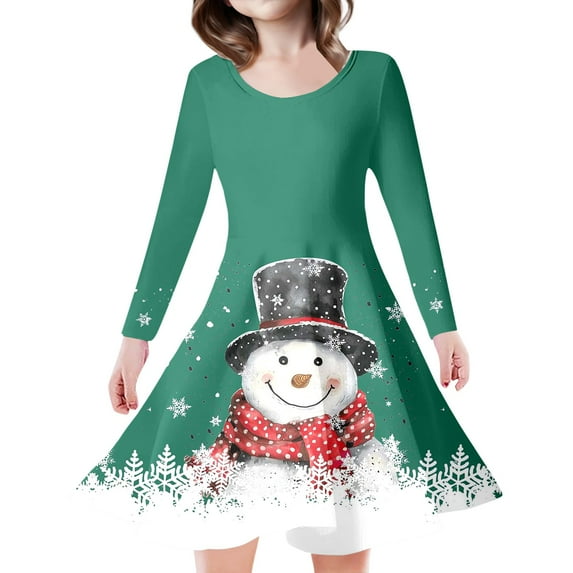 Afdoent Girls Dresses Kids Toddler Girls Christmas Trees Deer Printed ...