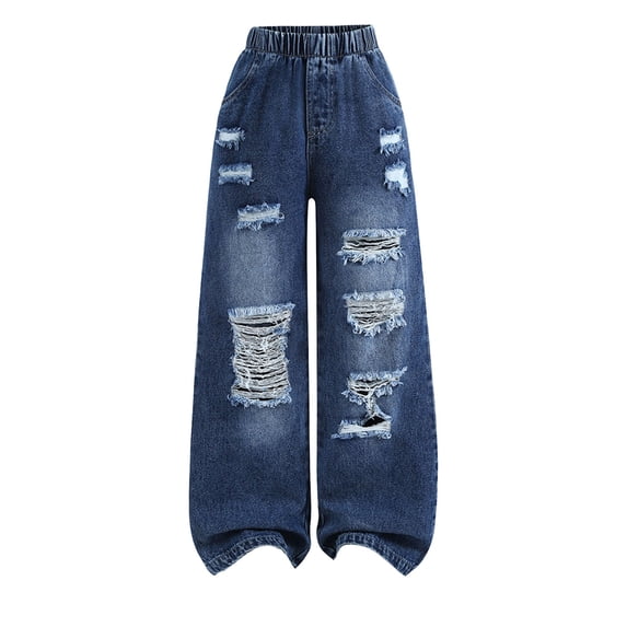 Afdoent Girls Jeans Denim Jeans For Summer With Distressed Design ...