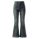 Afdoent Girls Jeans Fringe Denim Jeans Flared Pants Slim Fit Trousers ...