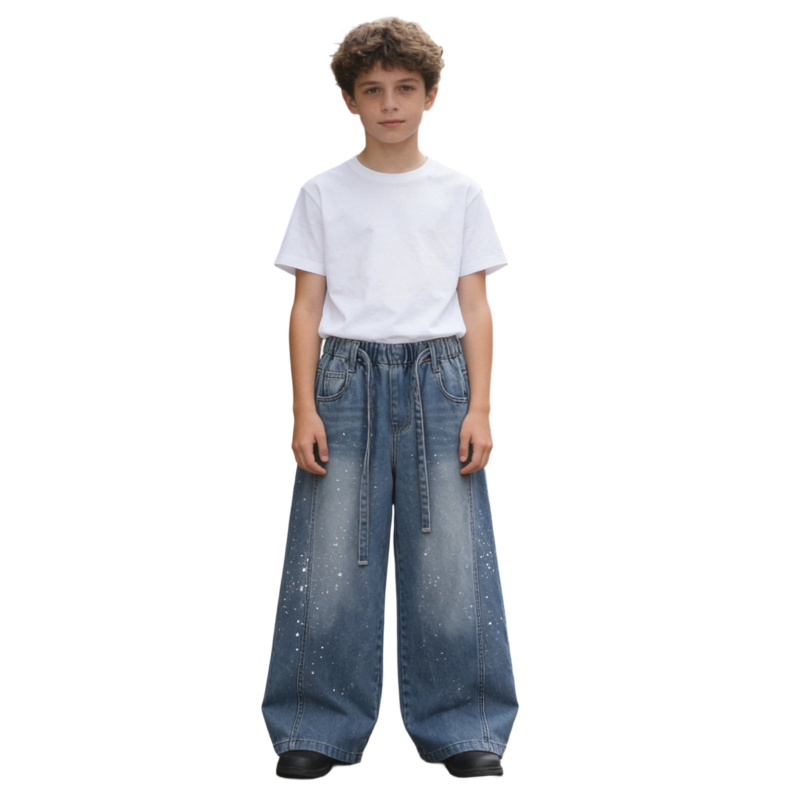 Afdoent Girls Jeans High Waist Wide Leg Denim Pants Soft Stretch Jeans ...