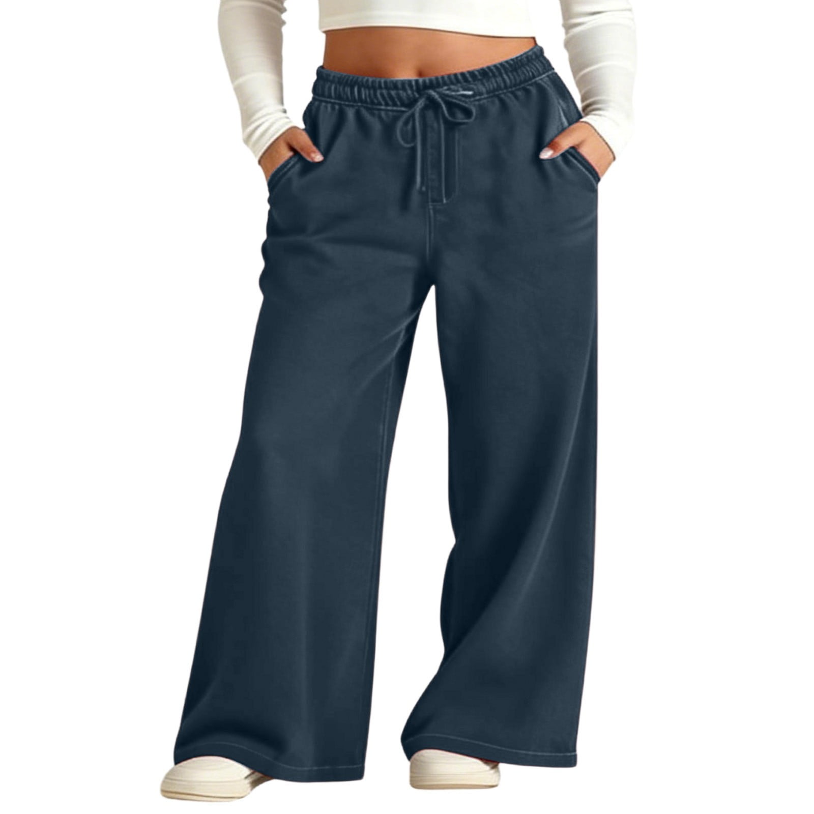Afdoent Girls Jeans High Waist Wide Leg For Stretchy Drawstring ...