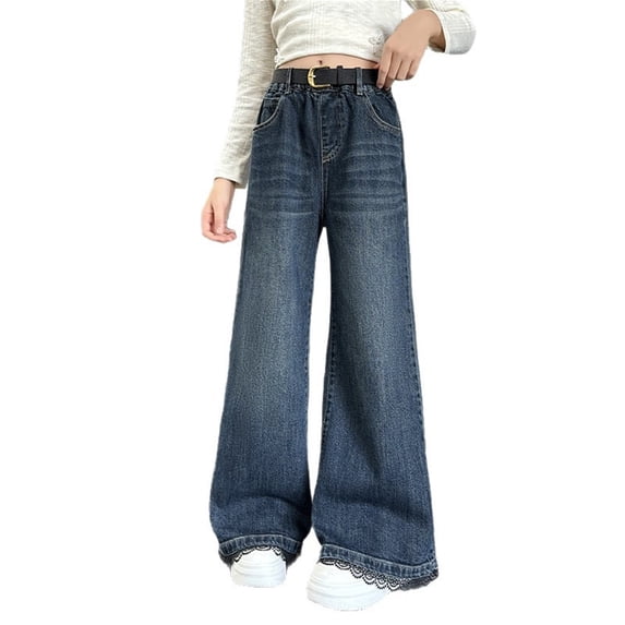 Afdoent Girls Jeans Straight Leg Jeans Classic Denim Pants For ...