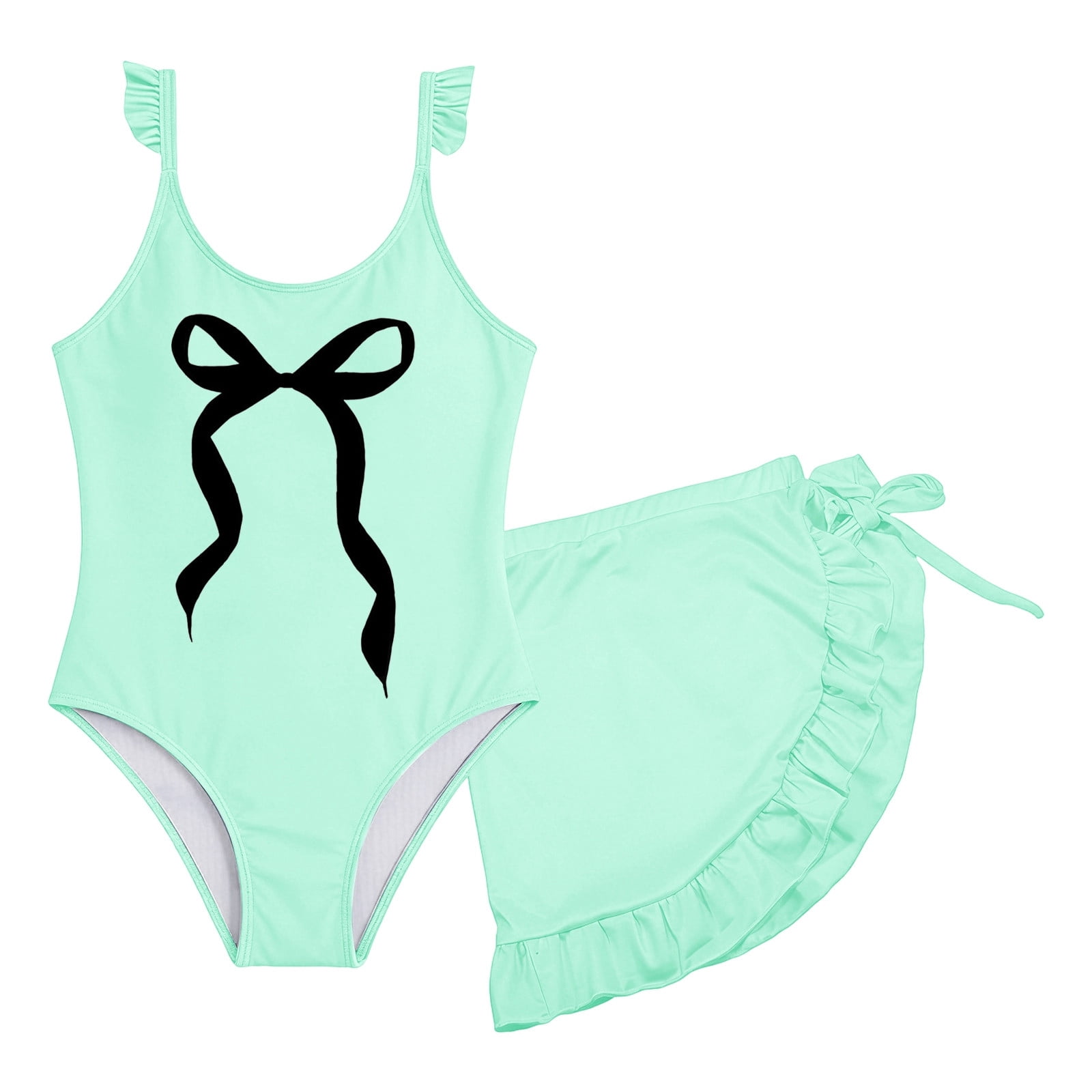 Afdoent Girls One Piece Swimsuits Kids And Cute Ruffle Skirt Swimsuit ...