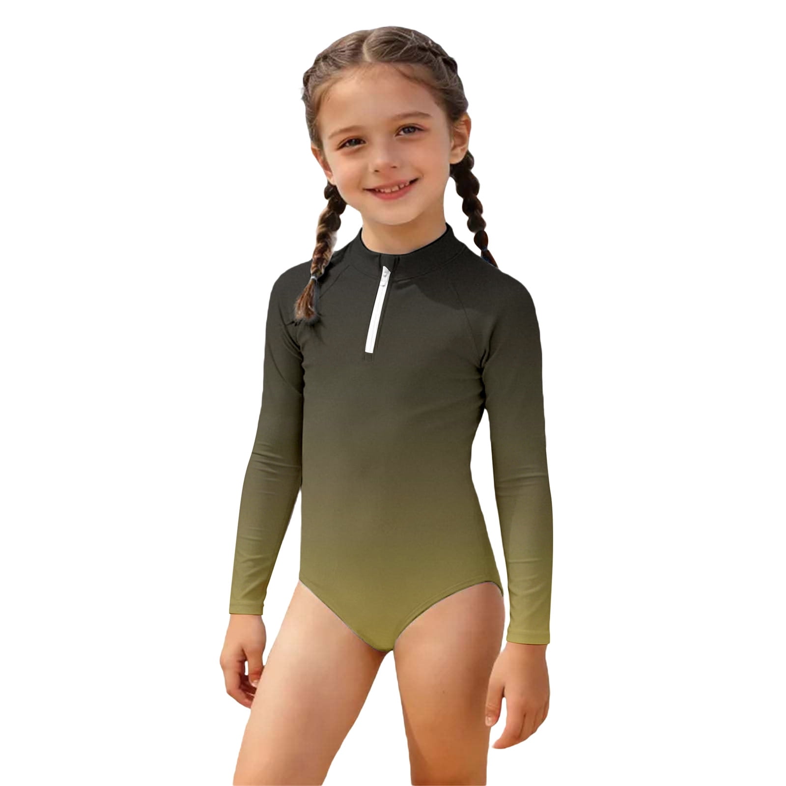Afdoent Girls One Piece Swimsuits Kids Fashion Gradient Print Full ...