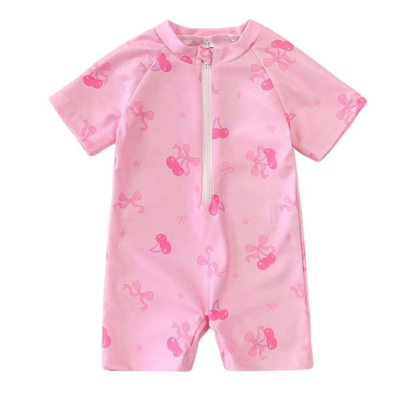 Afdoent Girls One Piece Swimsuits Kids Floral Print Baby Bowknot Front ...