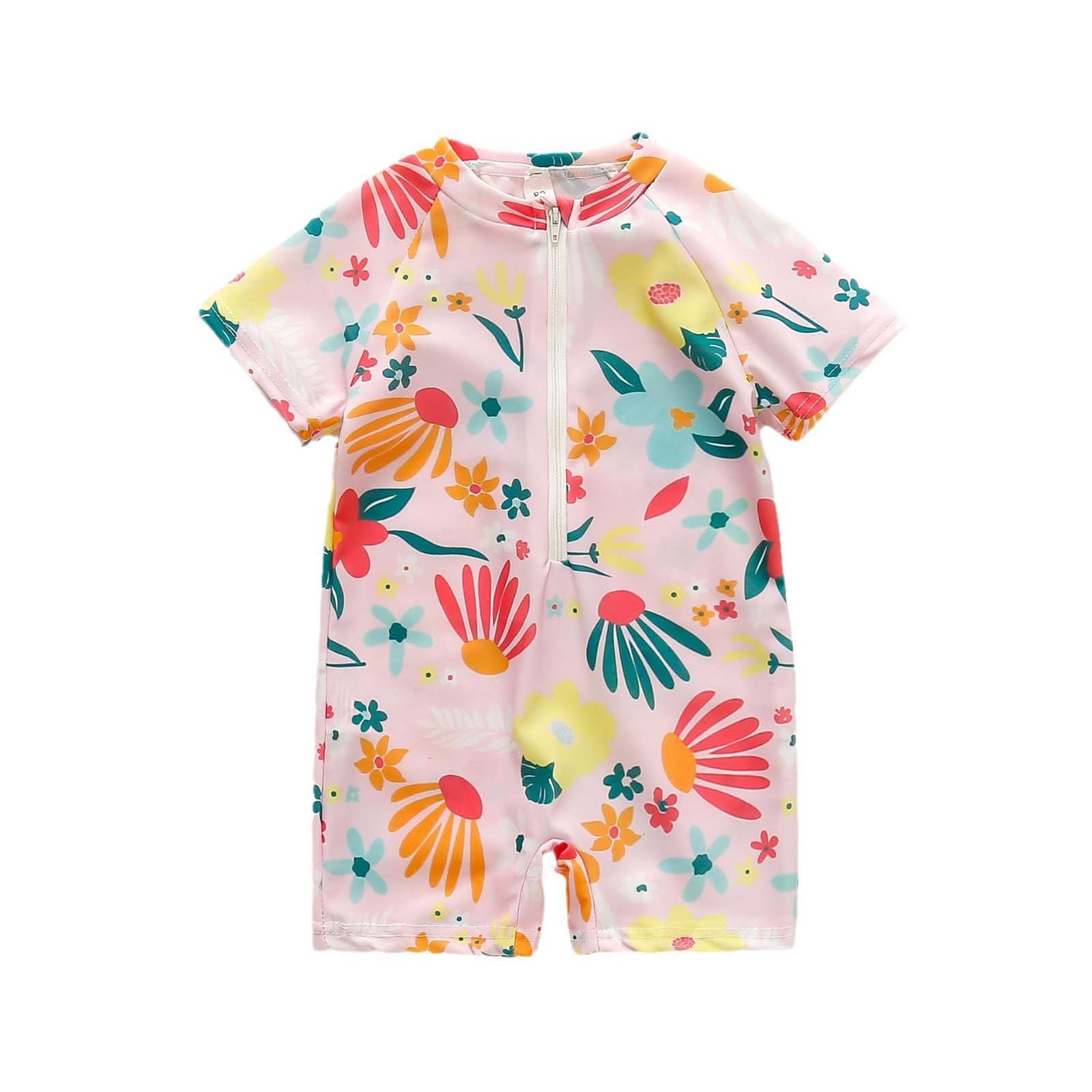 Afdoent Girls One Piece Swimsuits Kids Floral Print Swimsuit With ...