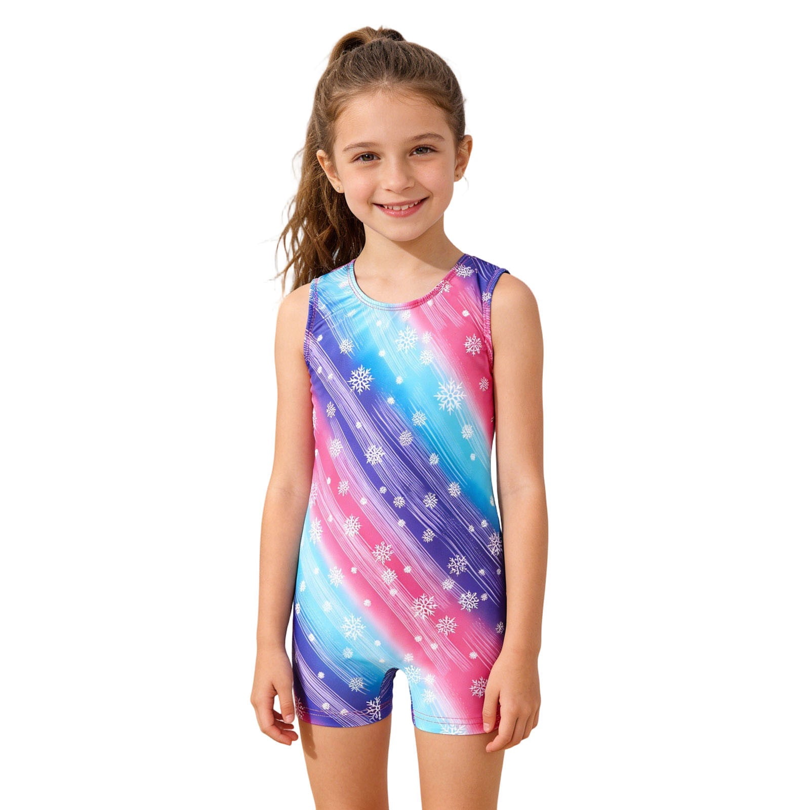 Afdoent Girls One Piece Swimsuits Kids Gradient Snowflake Print Tankini ...