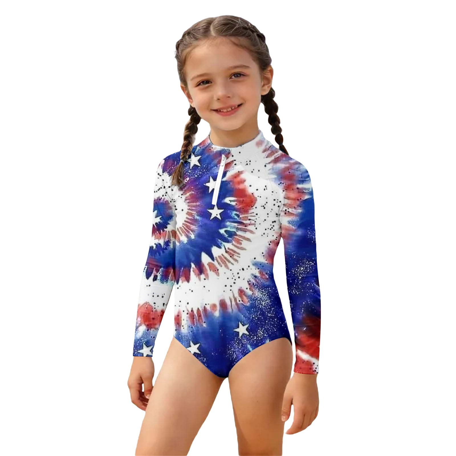 Afdoent Girls One Piece Swimsuits Kids Patriotic Print Full Coverage ...