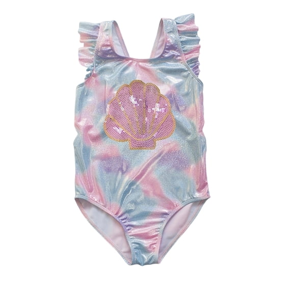 Afdoent Girls One Piece Swimsuits Kids Ruffle One Piece Swimsuit Floral ...