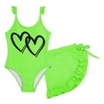 Afdoent Girls One Piece Swimsuits Kids Ruffle Swimsuit With Heart ...