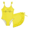 Afdoent Girls One Piece Swimsuits Kids Ruffle Swimsuit With Heart ...