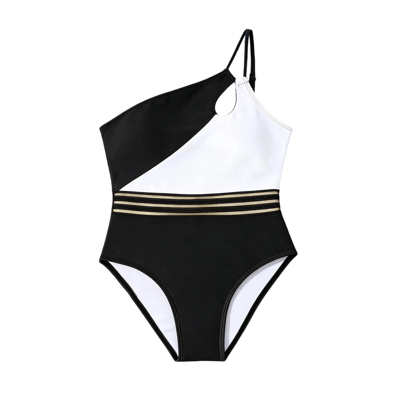 Afdoent Girls One Piece Swimsuits Kids Stylish Shoulder Monokini ...
