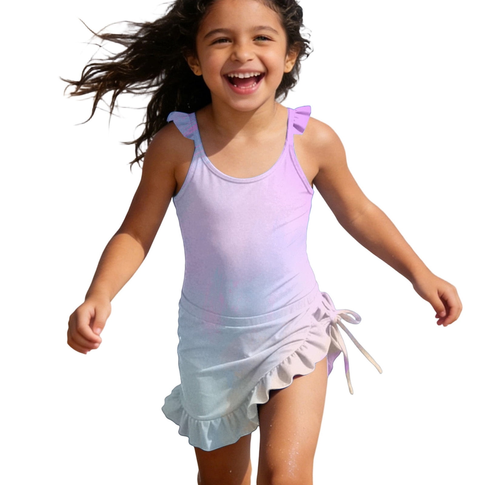 Afdoent Girls One Piece Swimsuits Kids Tie-Dye Swimsuit Rash Guard And ...